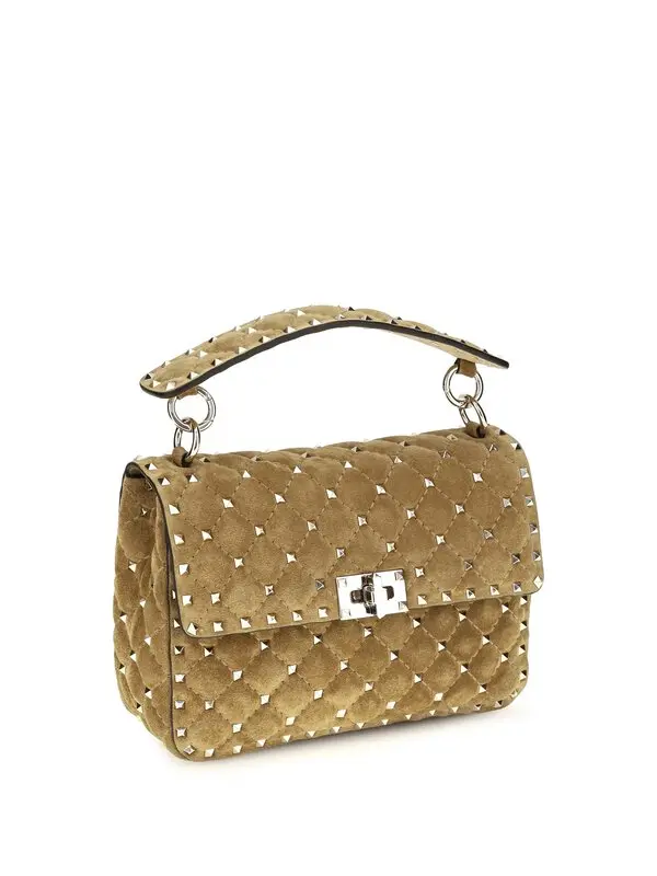 Valentino Garavani Medium Rockstud Spike Suede Top Handle Bag