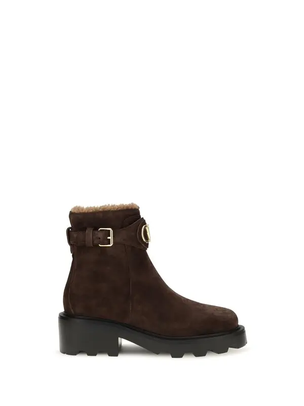 Valentino Garavani Vlogo Signature Leather Ankle Boots - Brown