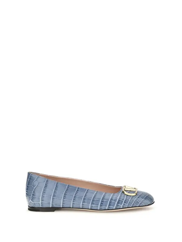 Valentino Garavani Vlogo Signature Croc-effect Ballerinas - Blue