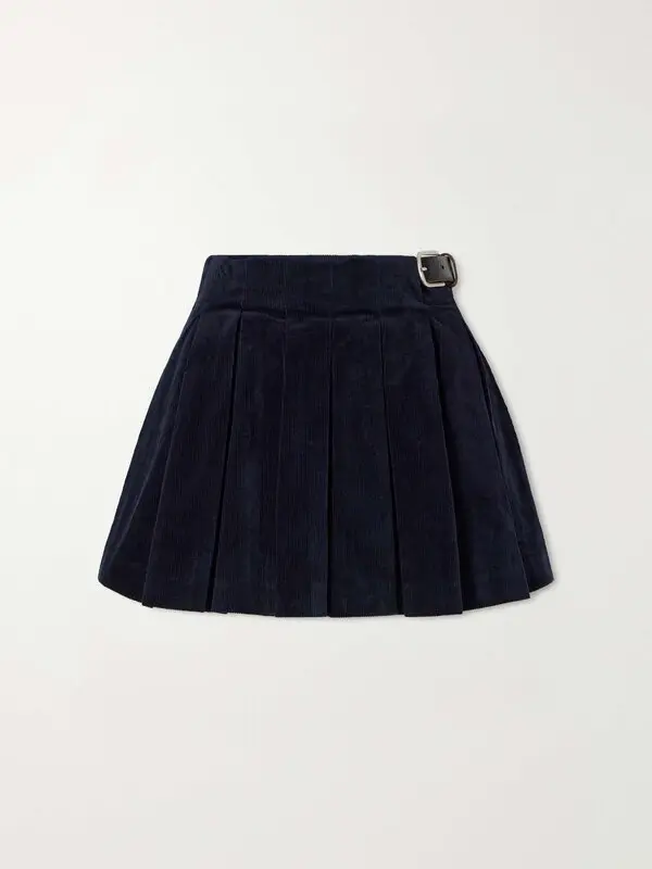 Sea Garrett Pleated Stretch-cotton Corduroy Mini Skirt - Navy