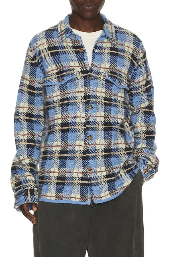 Guest In Residence Plaid Work Shirt - Delft Blue Combo