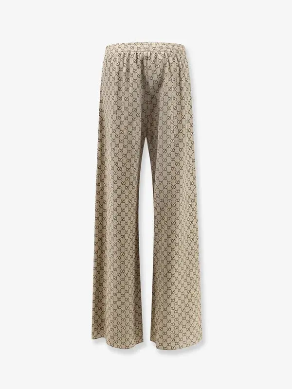 Gucci Primavera Silk Trousers With Gg Print