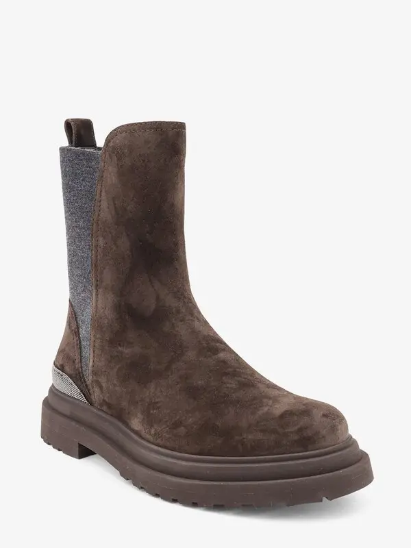 Brunello Cucinelli Suede Boots With Monili Details