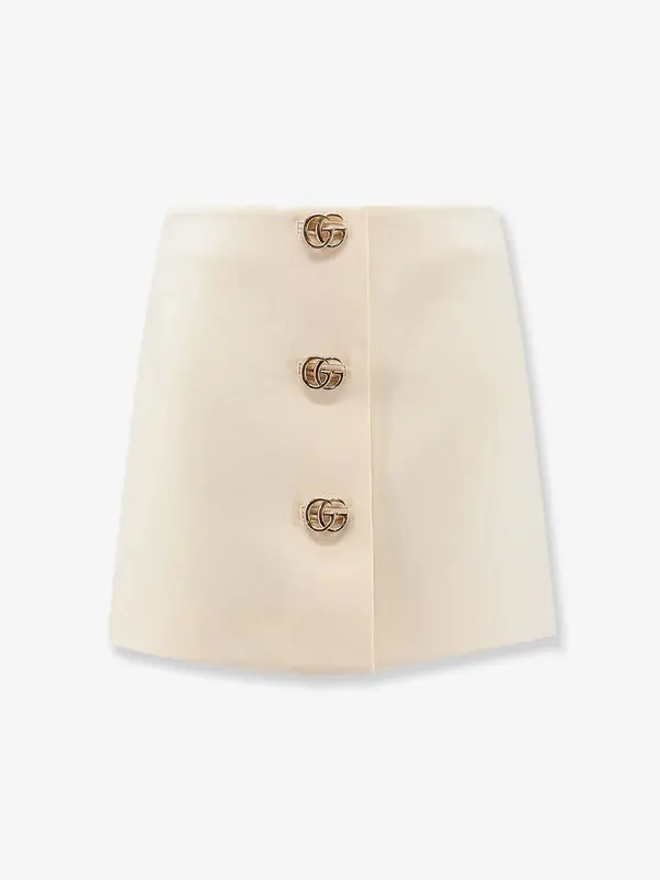 Gucci Wool Crãªpe Skirt With Double G Button