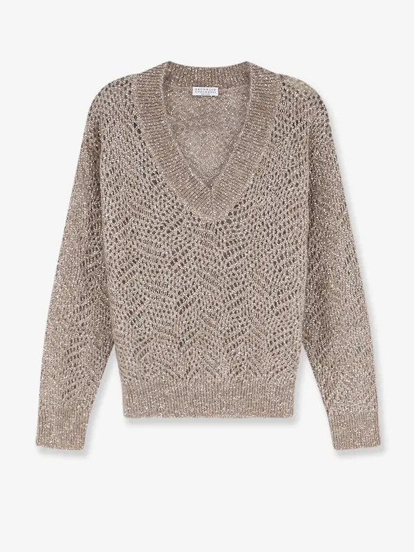 Brunello Cucinelli Mohair Blend Sweater With Dazzling Pattern