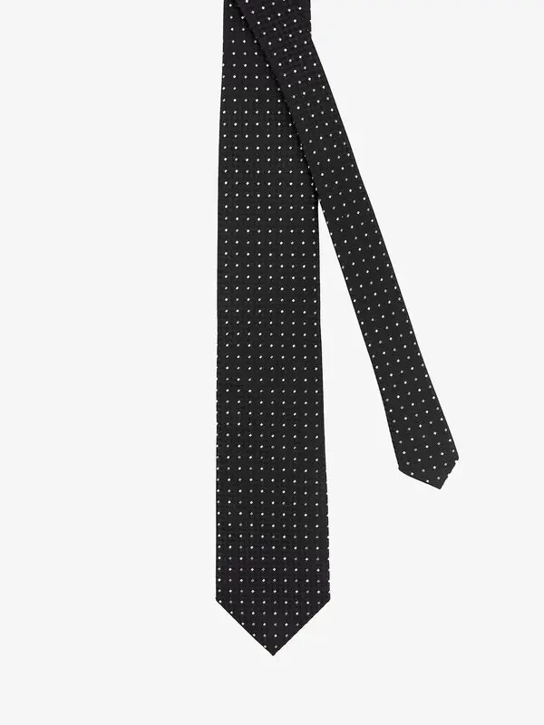 TOM FORD Silk Tie With Geometric Pattern - Black