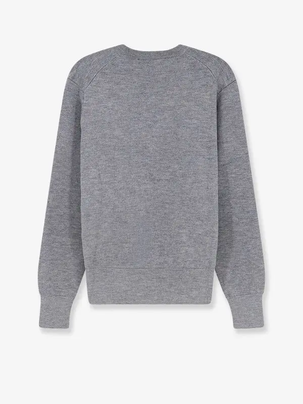 AMI Paris Wool Cardigan With Iconic Embroidery