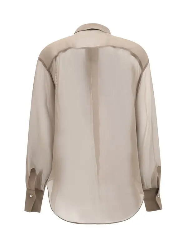 Brunello Cucinelli Sheer Sequined Checked Shirt