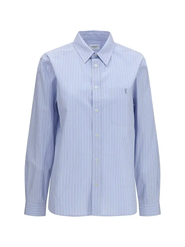 Saint Laurent Cassandre Striped Poplin Shirt