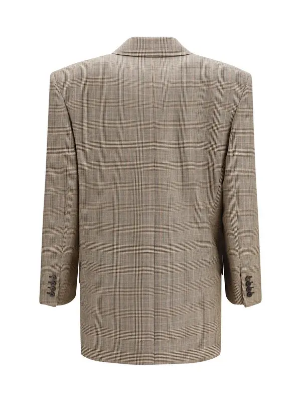 Saint Laurent Prince Of Wales Houndstooth Wool Blazer