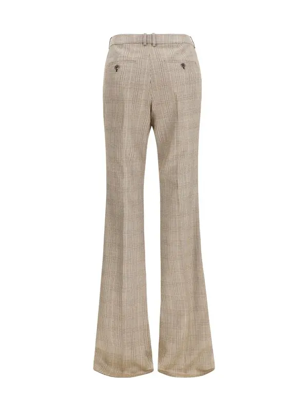Saint Laurent Prince Of Wales Houndstooth Wool Flared Pants