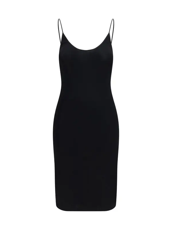 Saint Laurent Cassandre Open-back Ribbed-knit Dress - Black