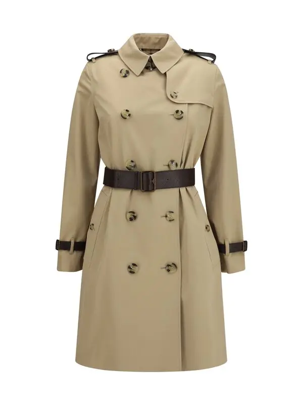 Burberry Kensington Midi Leather Trench - Cream