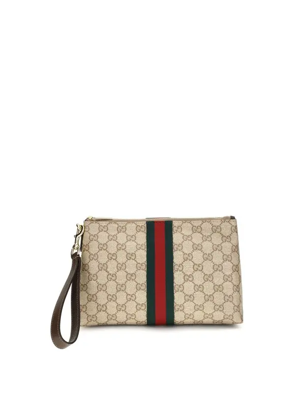 Gucci Small Gg Web Pouch - Cream
