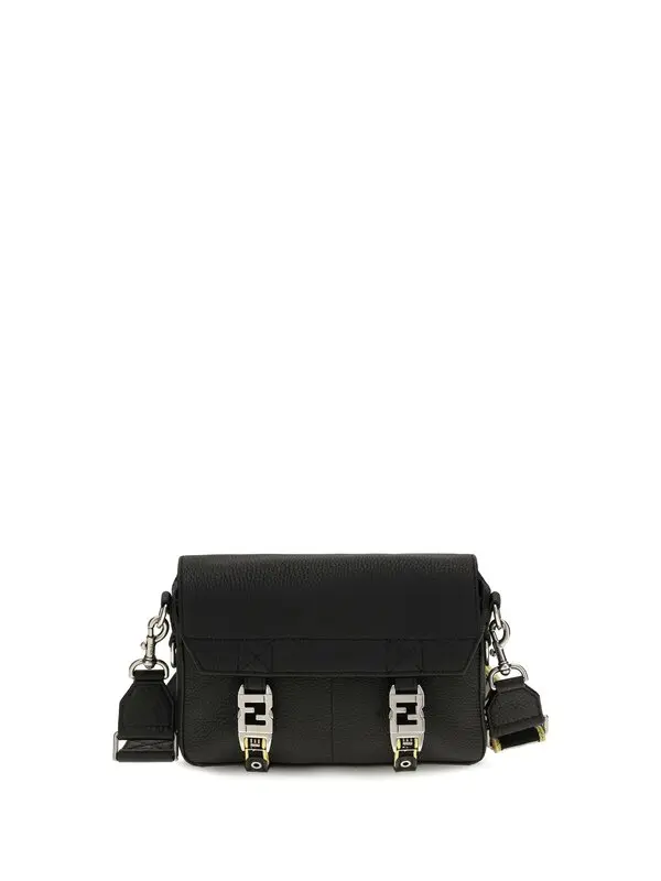 Fendi Flow Romano Leather Crossbody Bag - Black