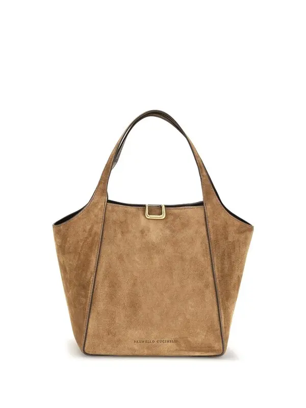 Brunello Cucinelli Small Sartorial Suede Bucket Bag - Cream