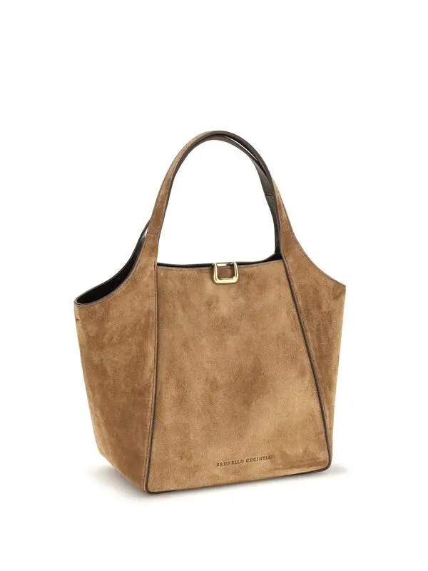 Brunello Cucinelli Small Sartorial Suede Bucket Bag - Cream