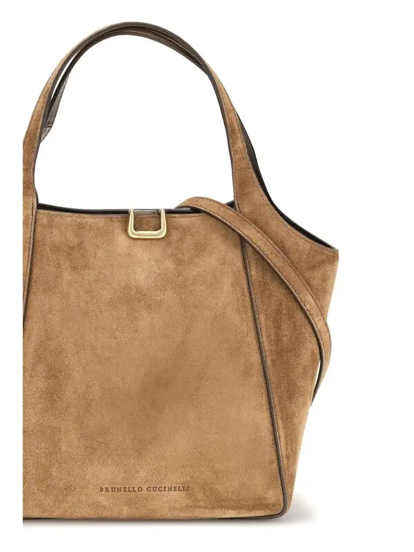 Brunello Cucinelli Small Sartorial Suede Bucket Bag - Cream