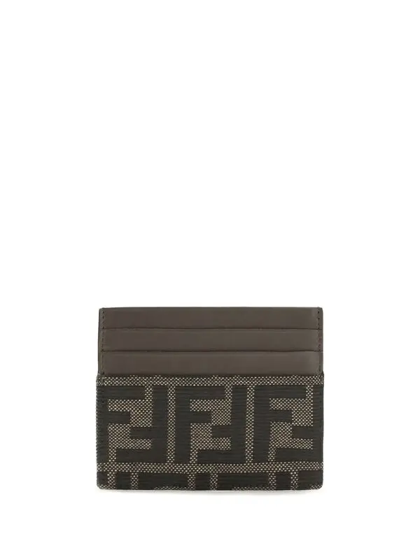 Fendi Ff Jacquard And Leather Card Holder