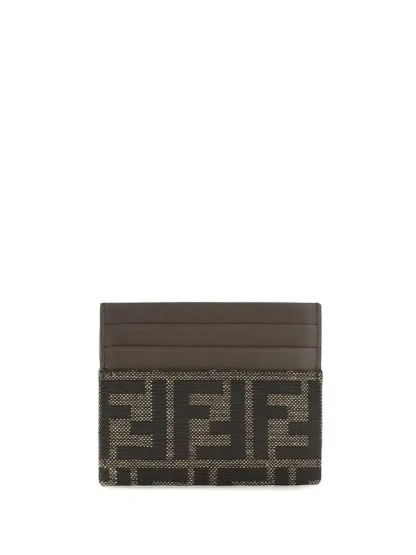Fendi Ff Jacquard And Leather Card Holder
