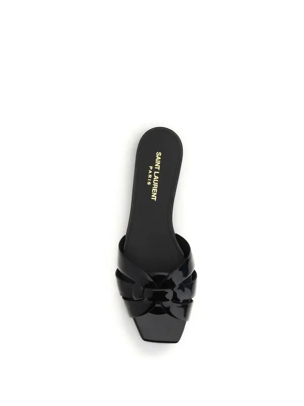 Saint Laurent Tribute Patent Leather Sandals - Black