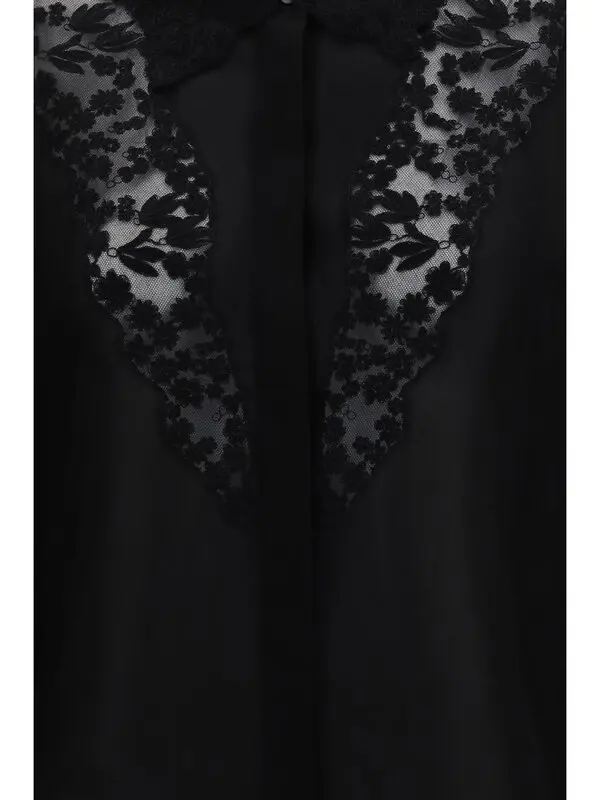 Fendi Georgette Shirt With Lace Collar - Black