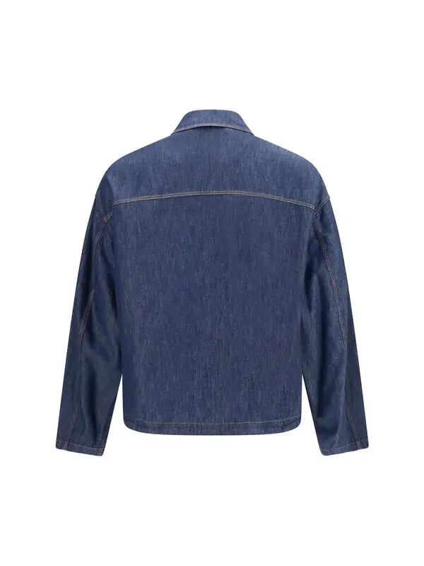 Loewe Cotton Zip Jacket With Fringed Anagram Motif - Blue