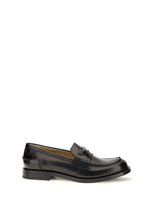 Fendi Ateneo Calfskin Loafers - Black