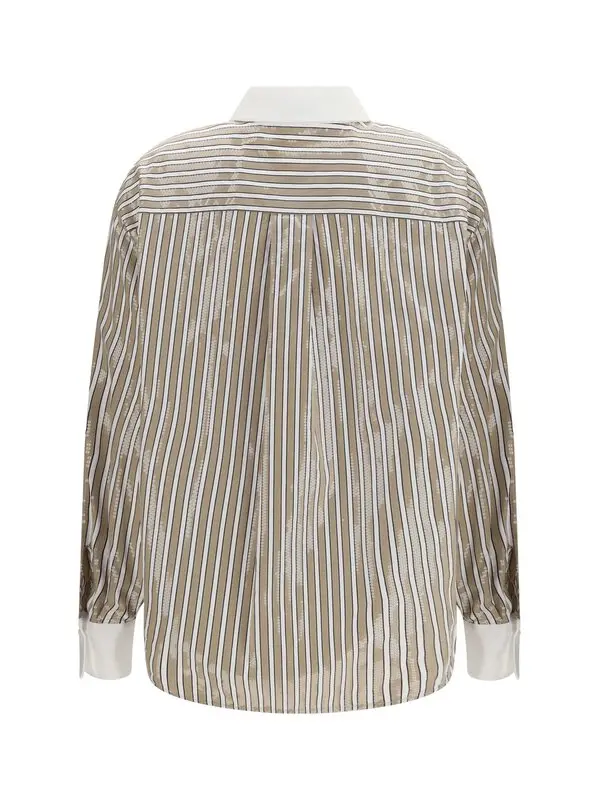 Brunello Cucinelli Dazzling Stripes Sequined Cotton Shirt