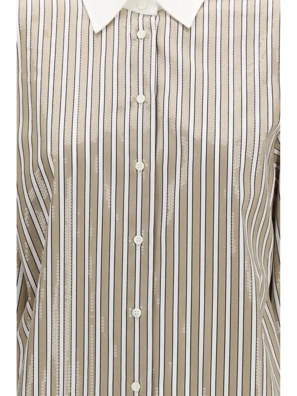 Brunello Cucinelli Dazzling Stripes Sequined Cotton Shirt
