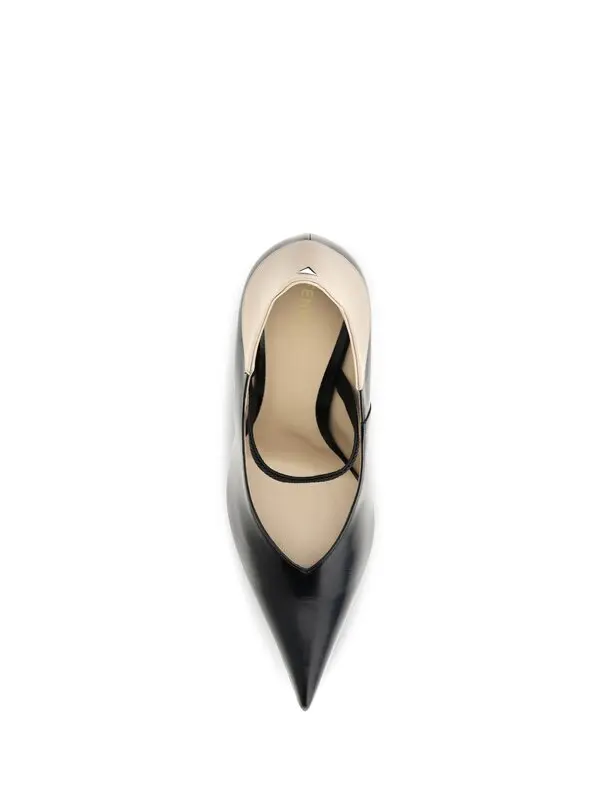 Fendi Two-tone Calfskin Pumps With Elastic Strap - Black