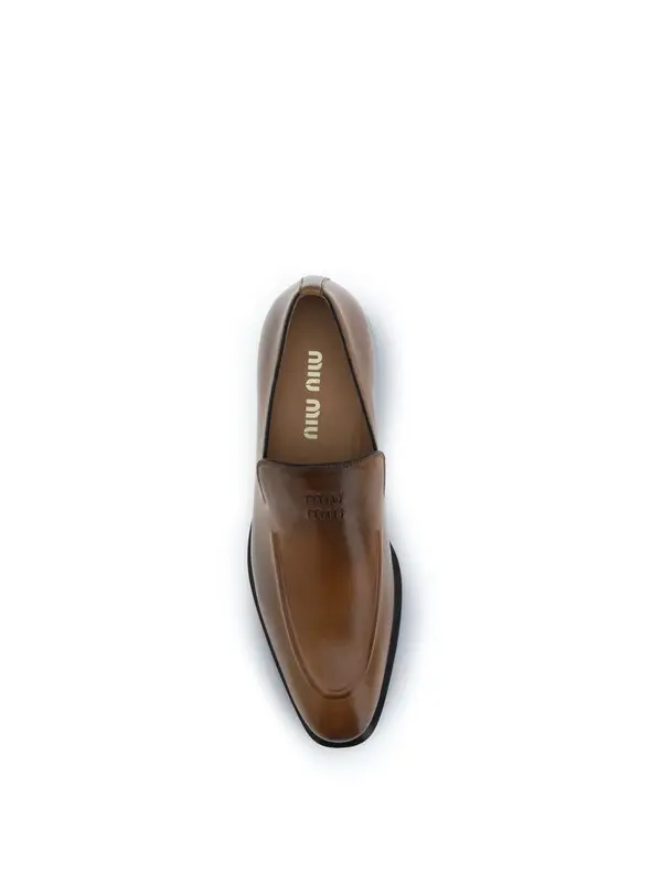 Miu Miu Leather Loafers - Brown