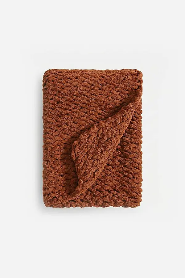 Free People Sunday Citizen Snug Chunky Knit Throw - Cinnamon Stick