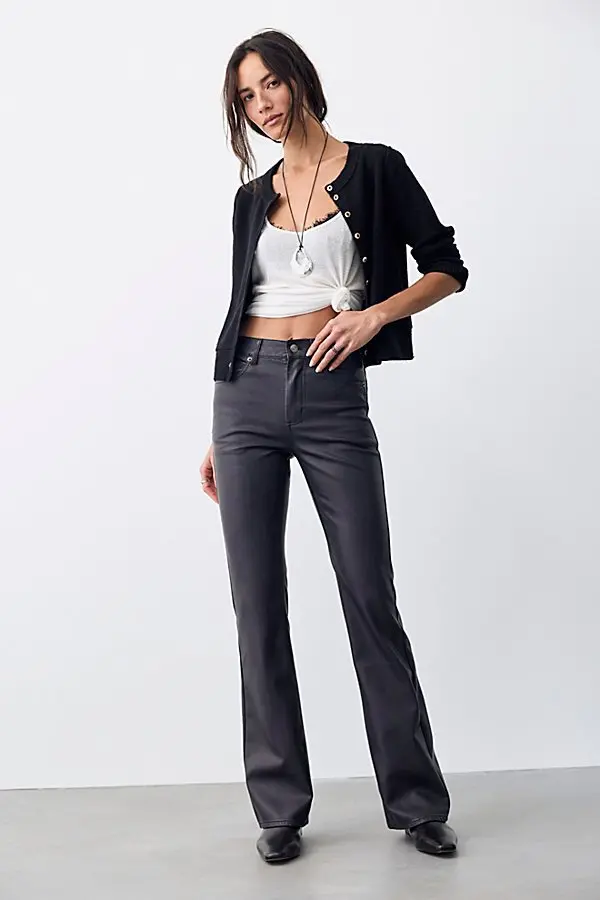 Free People We The Free Vegan Leather Double Knot High-rise Bootcut Jeans