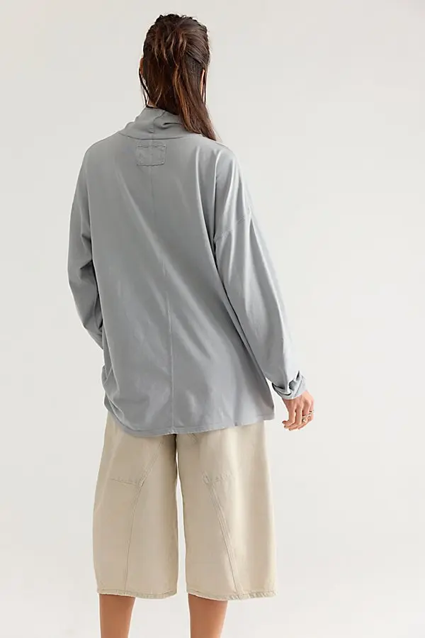 Free People We The Free Nevada Solid Long Sleeve Top - Quarry
