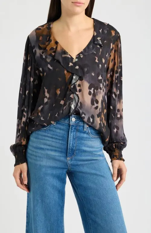 CLOTH & STONE Ruffle Front Button Top