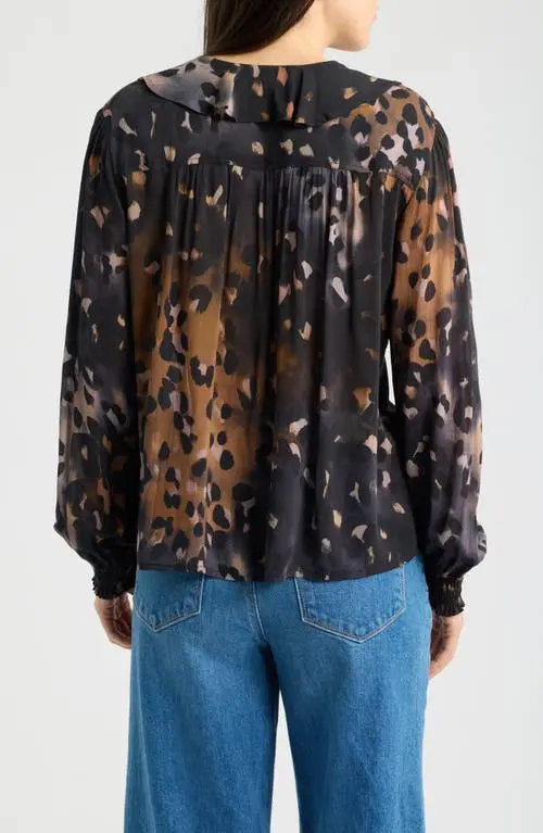 CLOTH & STONE Ruffle Front Button Top