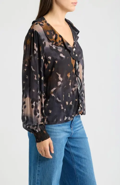 CLOTH & STONE Ruffle Front Button Top