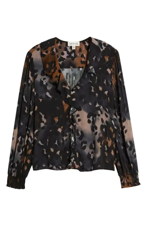 CLOTH & STONE Ruffle Front Button Top
