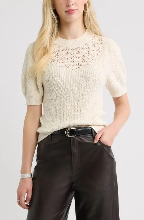 Treasure & Bond Pointelle Cotton Sweater - Ivory Pristine
