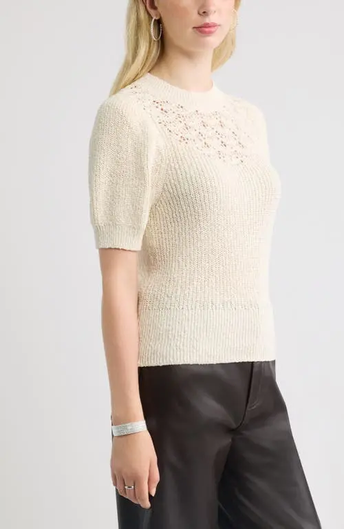 Treasure & Bond Pointelle Cotton Sweater - Ivory Pristine