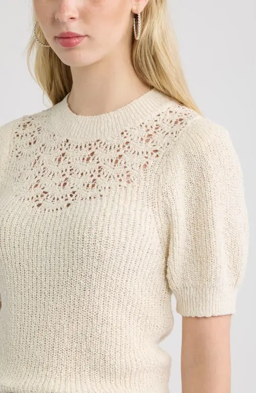 Treasure & Bond Pointelle Cotton Sweater - Ivory Pristine