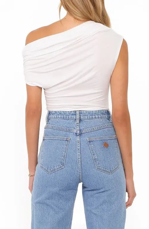 PETAL & PUP Jacki One-shoulder Knit Top - White
