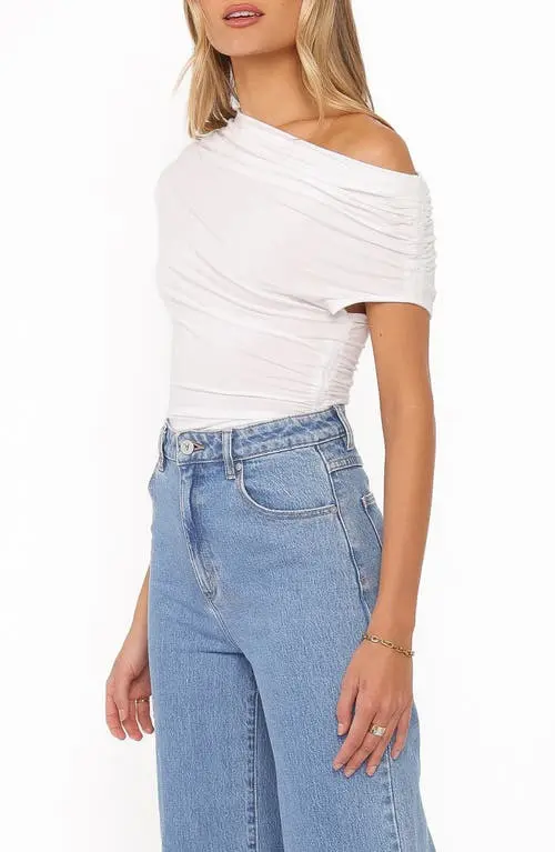 PETAL & PUP Jacki One-shoulder Knit Top - White