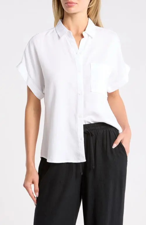CLOTH & STONE Short Sleeve Button-up Shirt - White