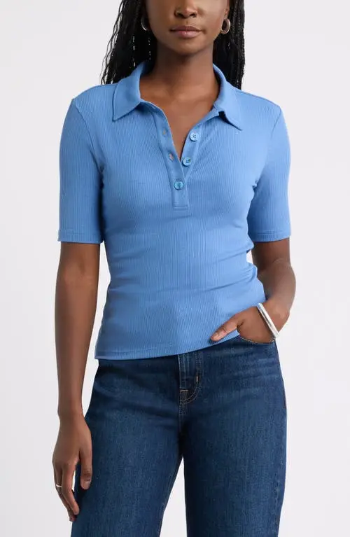 Caslon Ribbed Knit Polo - Blue Glory