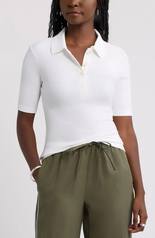 Caslon Ribbed Knit Polo - White