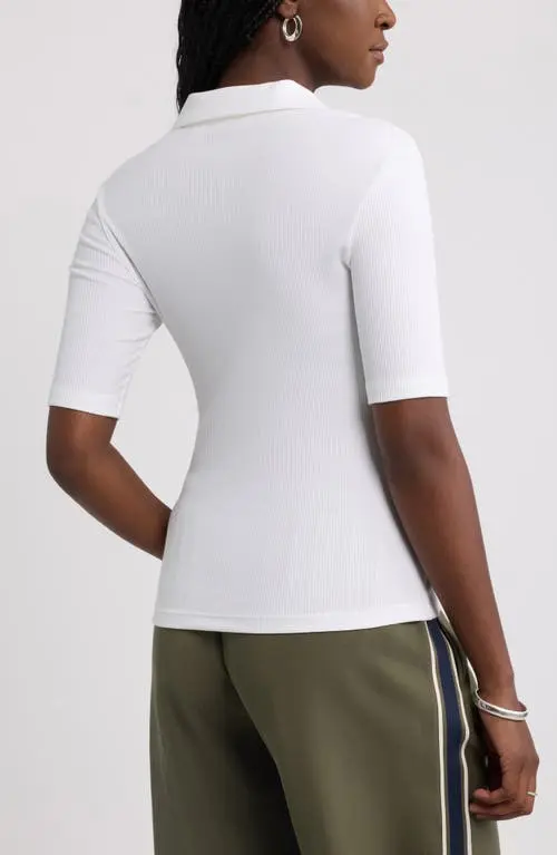 Caslon Ribbed Knit Polo - White