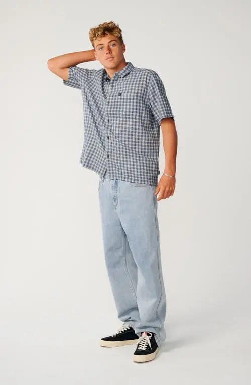 Rip Curl Classic Surf Check Short Sleeve Cotton Button-up Shirt - Light Navy