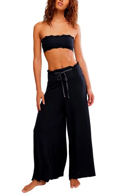 Free People Dream State Wide Leg Lounge Pants - Black